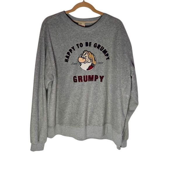 Disney | Tops | Vintage Disney Grumpy Gray Fleece Sweatshirt Xl Snow ...
